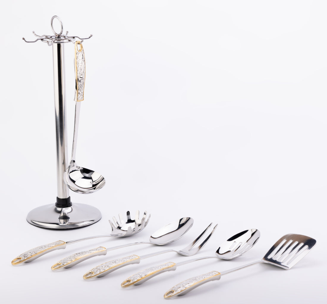 Western Buckle Six Piece Serving Tool Set w/ Stand – Cowboy Living Store