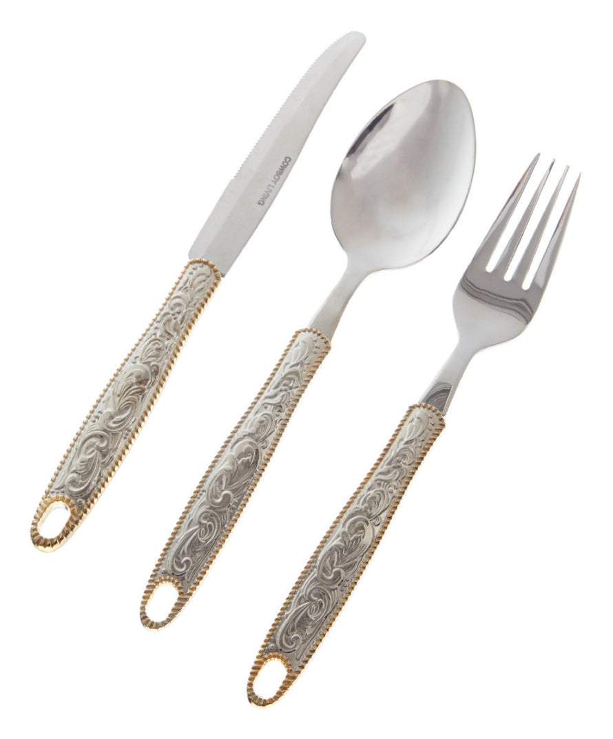 Western Buckle Stainless Silverware Dinner Set (12 piece set) by Cowbo ...