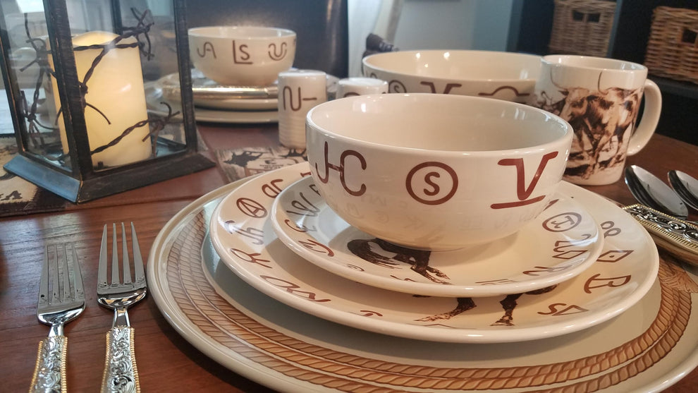 Broncs & Brands 12 Piece Dinnerware Set – Cowboy Living Store