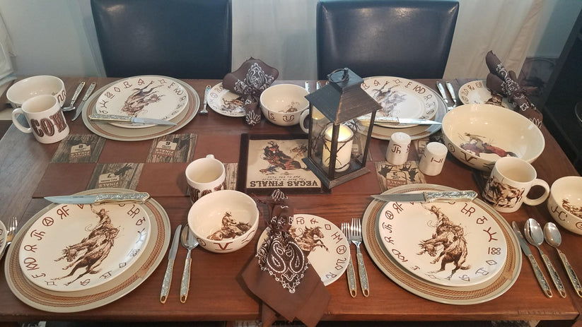Broncs & Brands 12 Piece Dinnerware Set – Cowboy Living Store